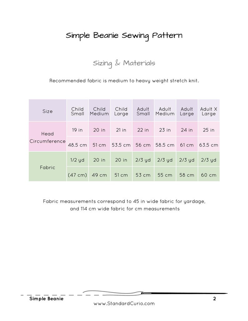 PDF Simple Beanie Sewing Pattern - 7 Sizes - Child - Adult - Etsy
