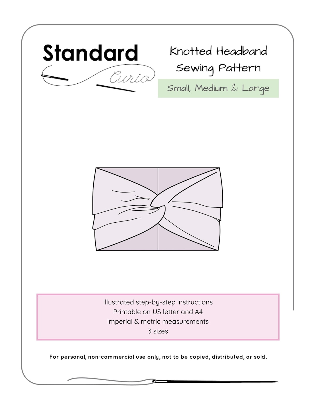 Knotted Headband PDF Sewing Pattern | 3 Adult Sizes | Beginner Friendly ...