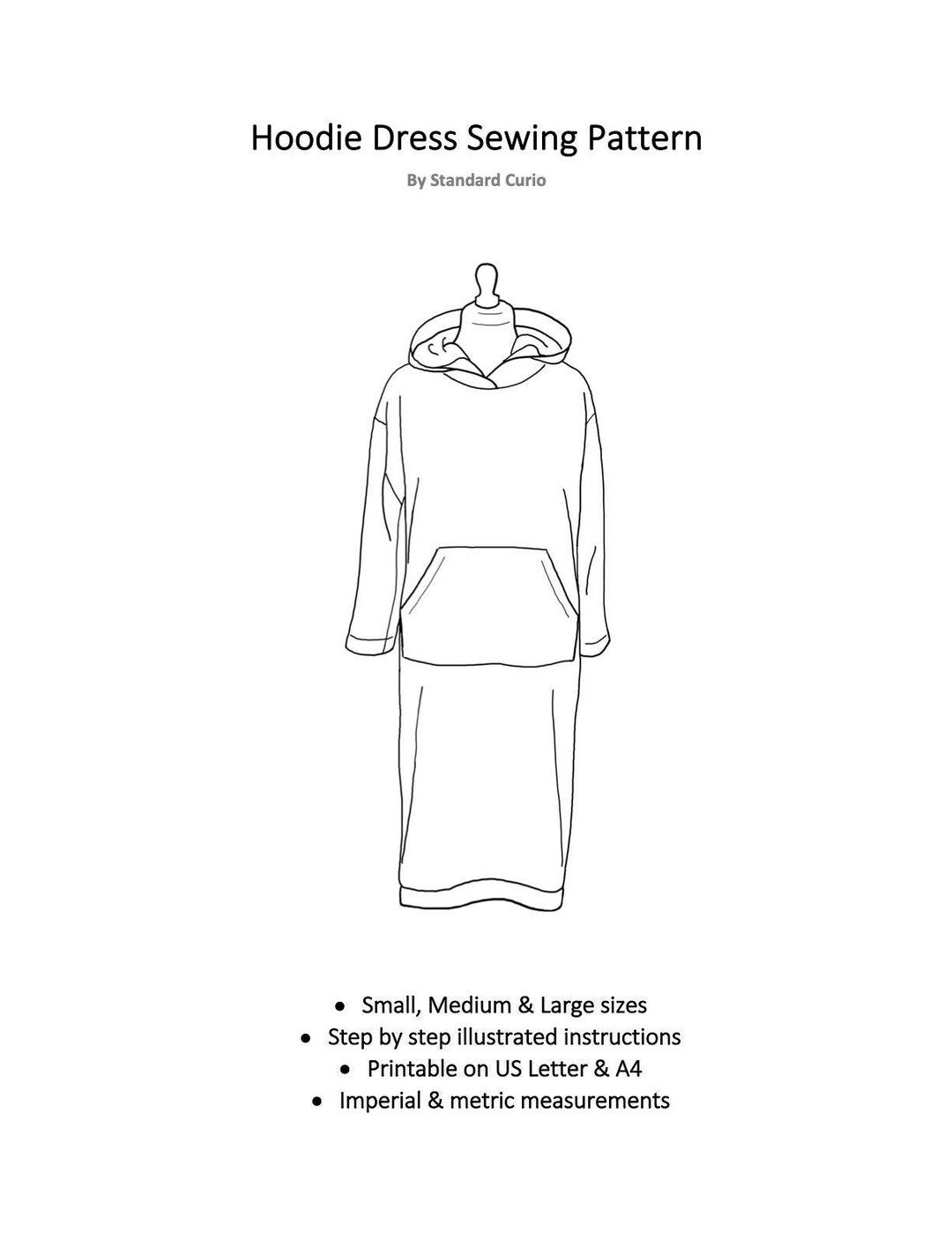 PDF Hoodie Dress Sewing Pattern - Women's Small, Medium & Large - Etsy