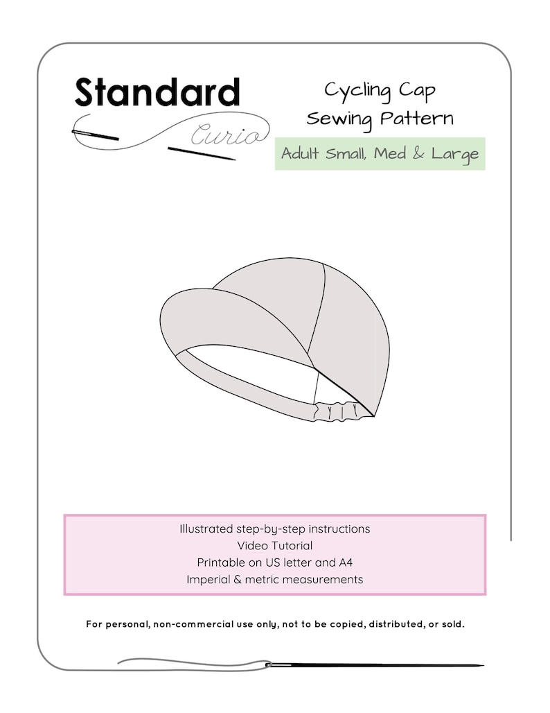 PDF Cycling Cap Sewing Pattern - Adult Small, Medium, & Large - Etsy