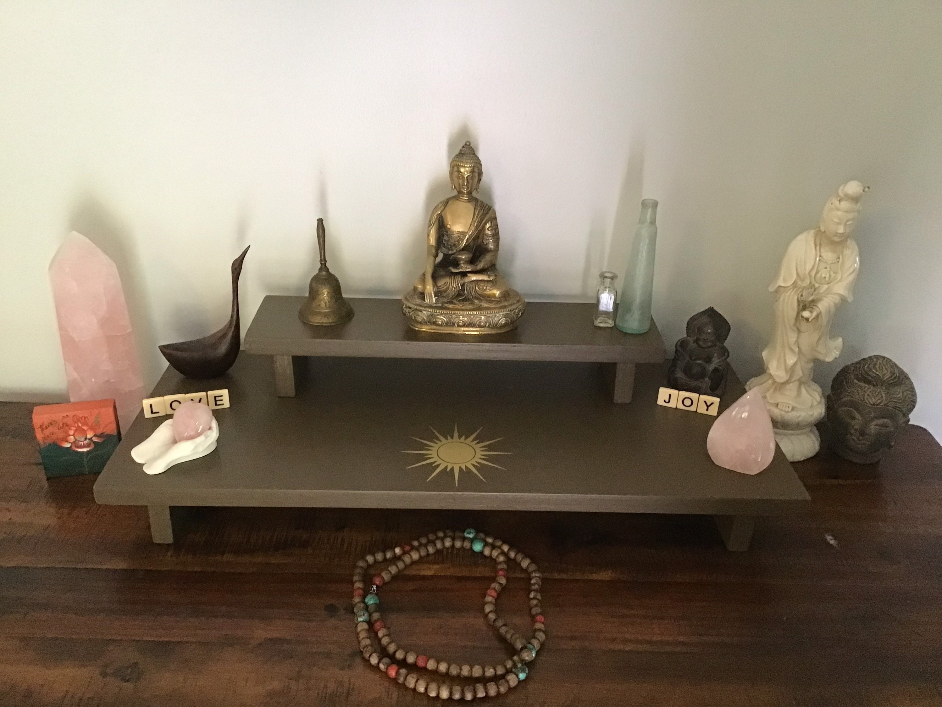 Handmade Reclaimed Wood Altar Table: Spiritual Meditation, Sun Design ...