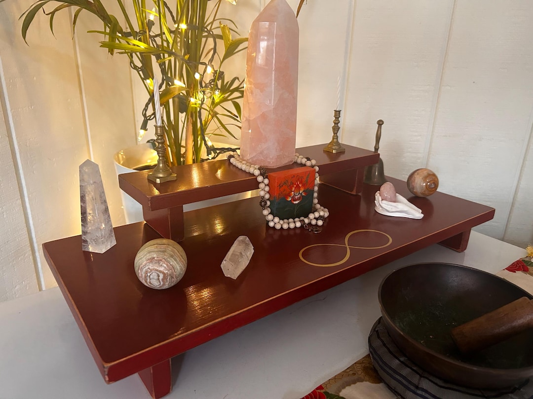 Handmade 2-tier Altar Table: Reclaimed Wood, Infinity Symbol - Etsy