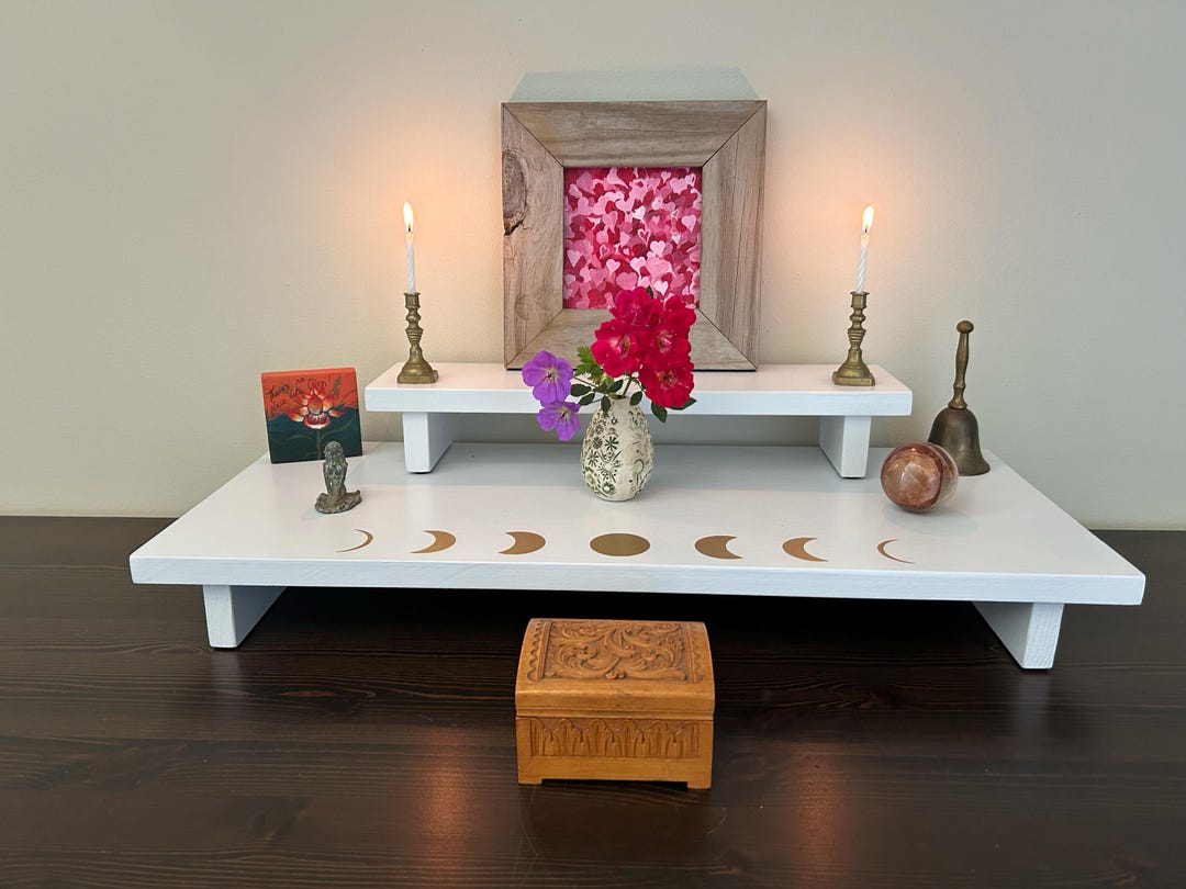 Altar 2 Tiered (24” X 10” Base 16” X 4” Top) Spiritual Altar Shrine ...