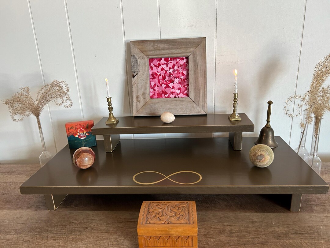 Handmade Meditation Altar Table, Infinity Symbol, Reclaimed Wood - Etsy