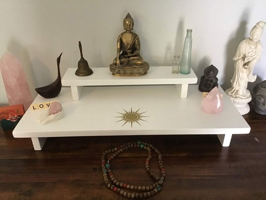 Handcrafted Altar Table: Reclaimed Wood, Golden Sun Shrine - Etsy
