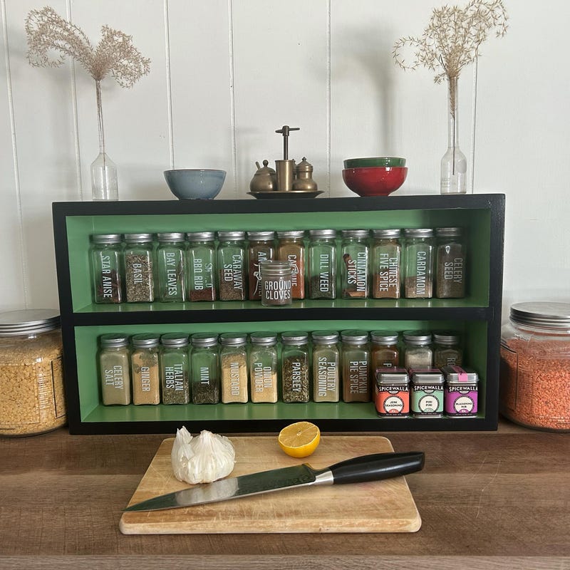 Wooden Spice Wall Rack - Etsy