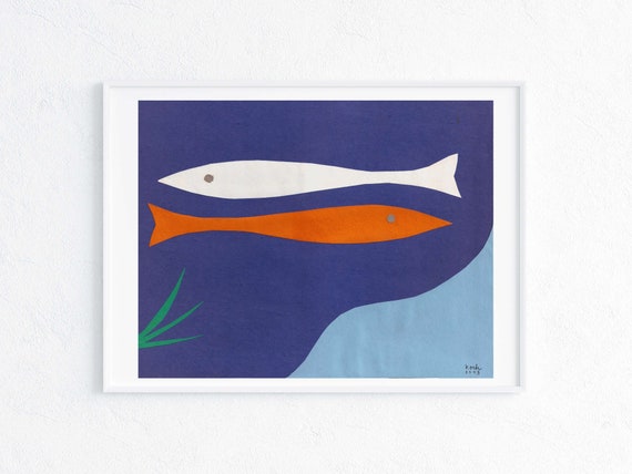 Two Fish Digital Art Print Papercut Fish Art Printable - Etsy
