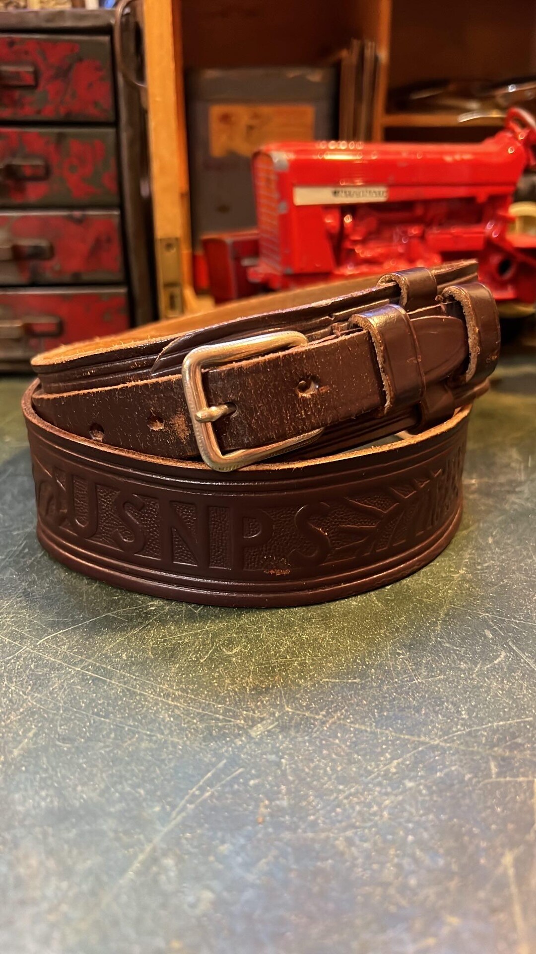 1940 National Park Service Billeted Cordovan Leather Pine Cone Belt ...