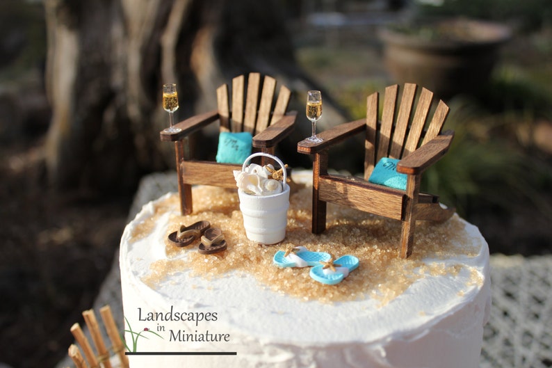 Beach Theme Wedding COMPLETE Cake Topper Classic Adirondack | Etsy