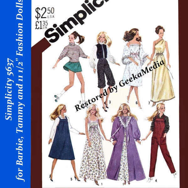 Simplicity Patterns Barbie Doll - Etsy