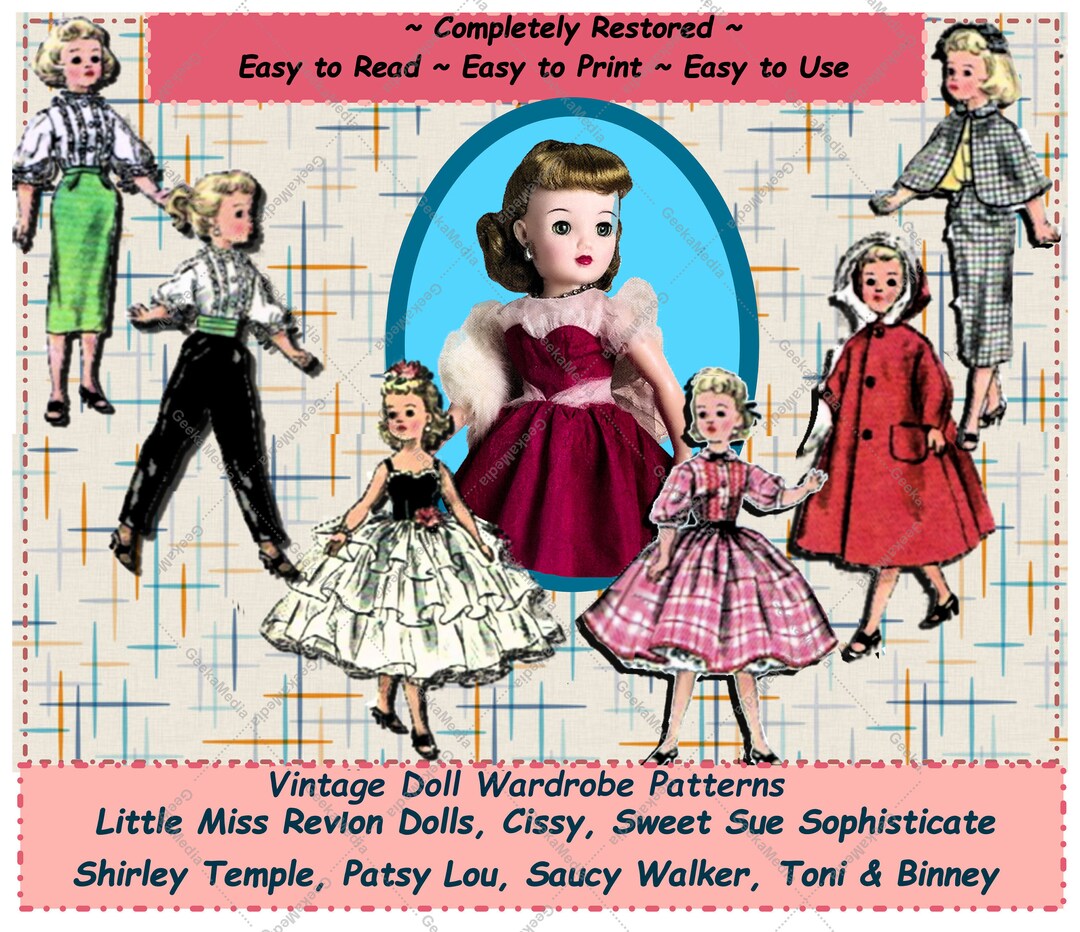 14-23 Inch Simplicity 2293 Glamour Fashion Doll Sewing Patterns for ...