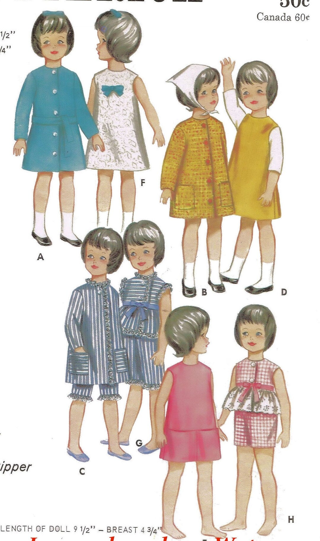 Butterick 3350 Sewing Patterns for 9 in Fashion Teen Dolls Fits skipper ...