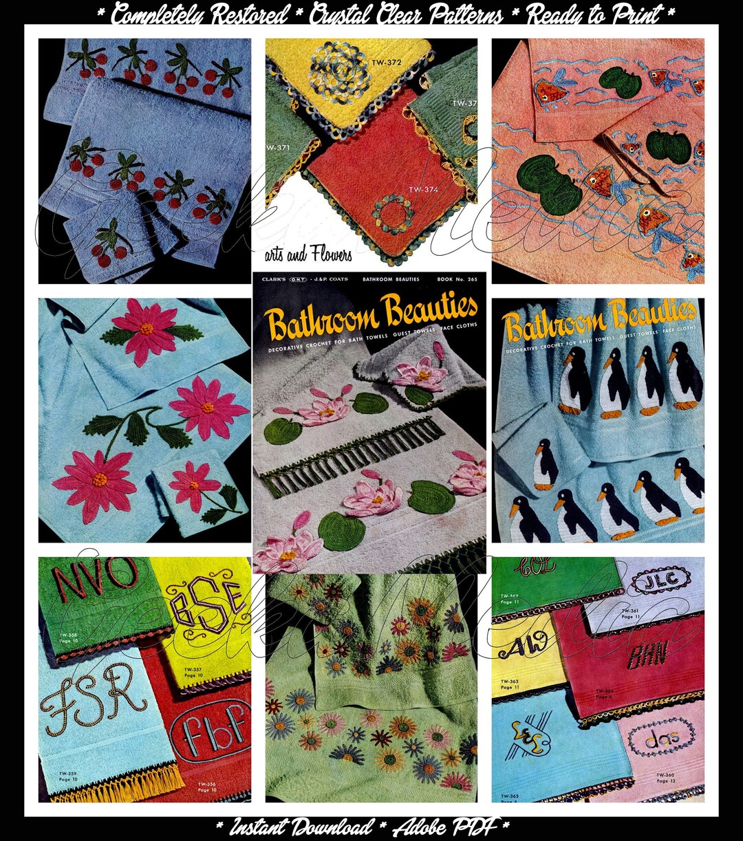 20 Towel Edges and Crochet Bathroom Pattern Sets in HD PDF - Etsy