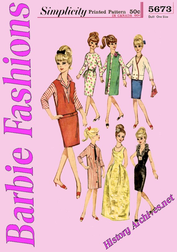 Sewing 1960's Barbie Doll Teen Doll Sewing Pattern Simplicity 5673 in ...