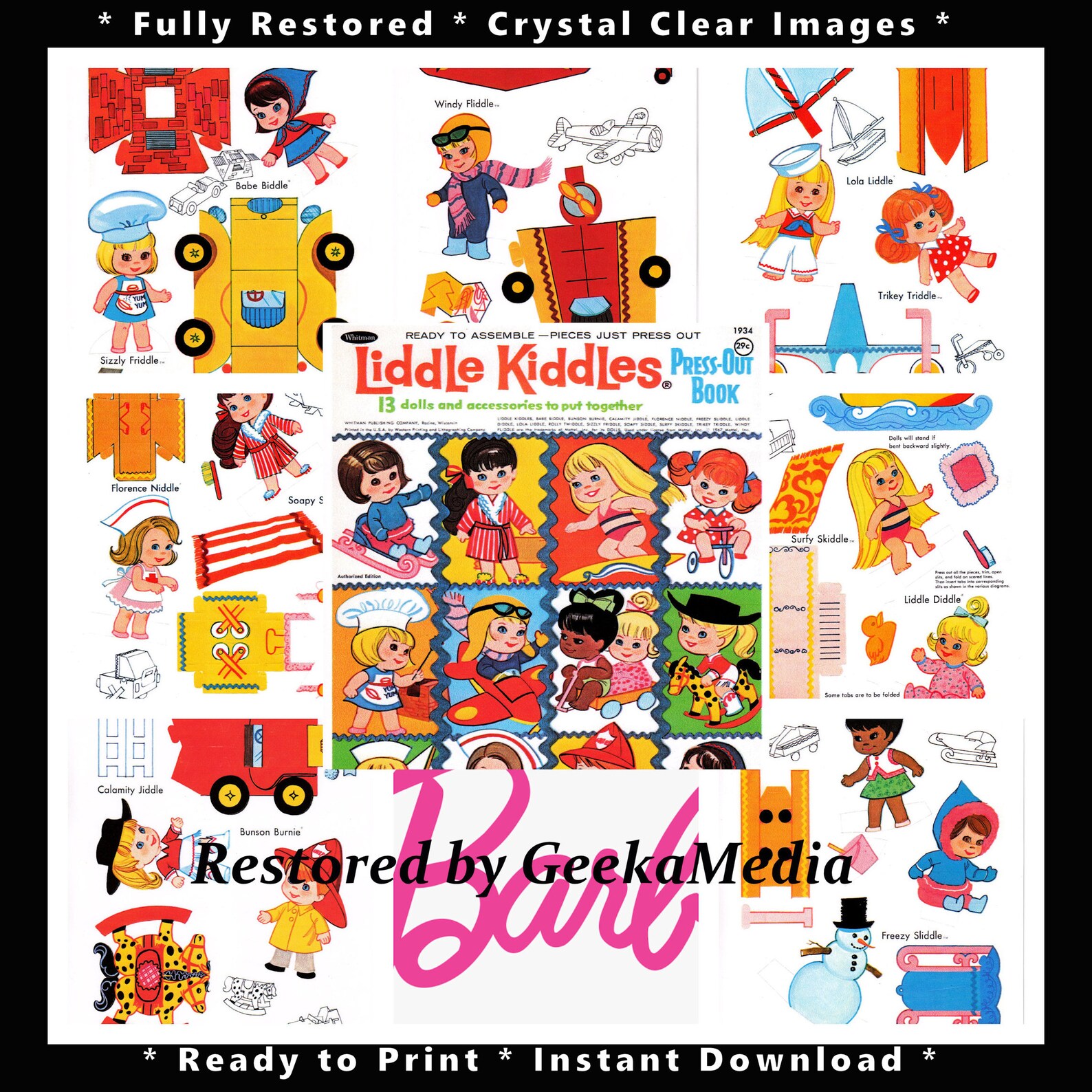 4 Barbie Little Kiddle Paper Doll Books Toy Dolls Playset in - Etsy