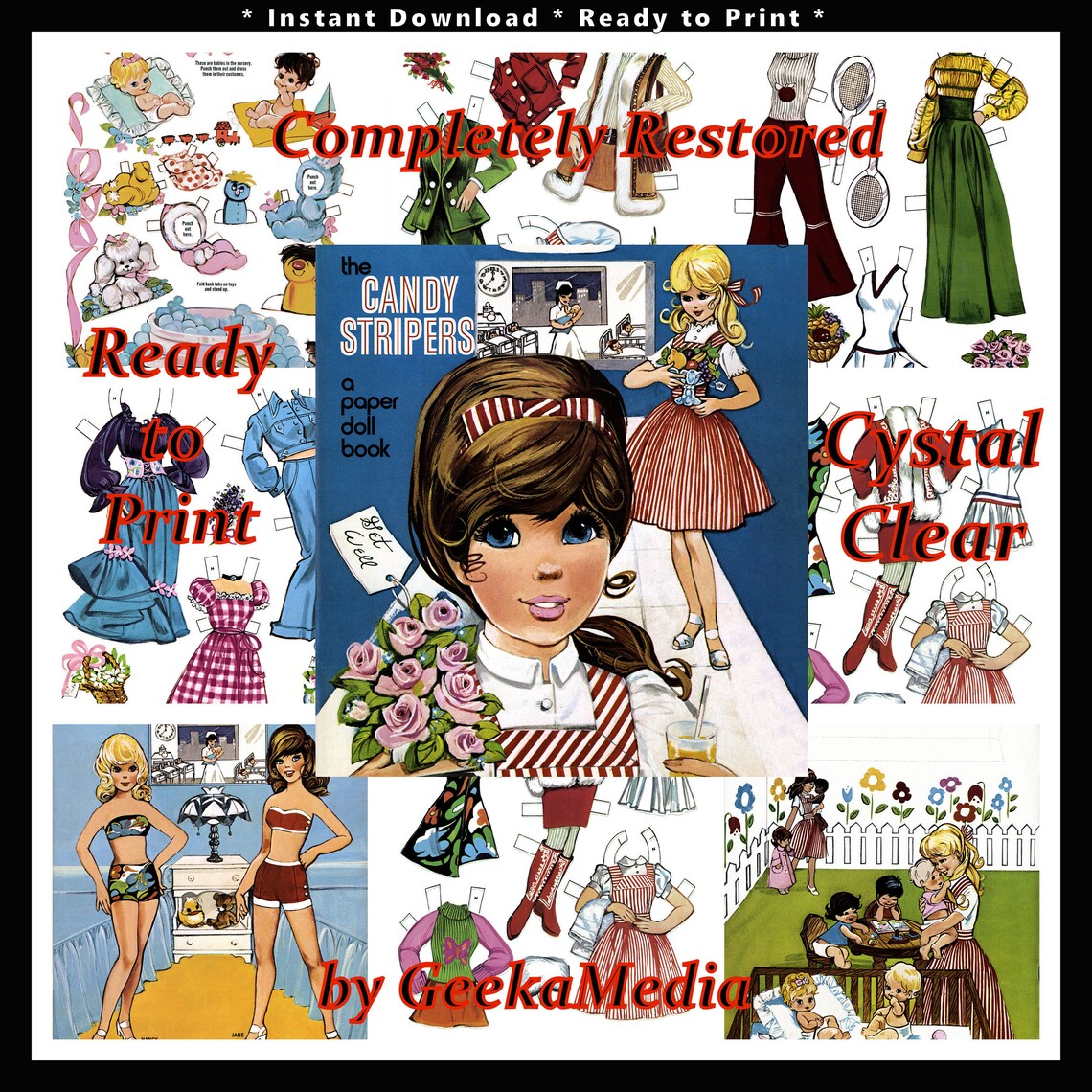 Candy Stripers Print and Play Paper Doll Book From 1973 Toy - Etsy