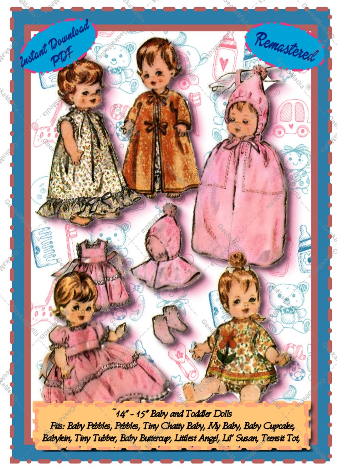 14 to 15 Inch Baby Doll Sewing Patterns Restored in PDF ginny, Pebbles ...