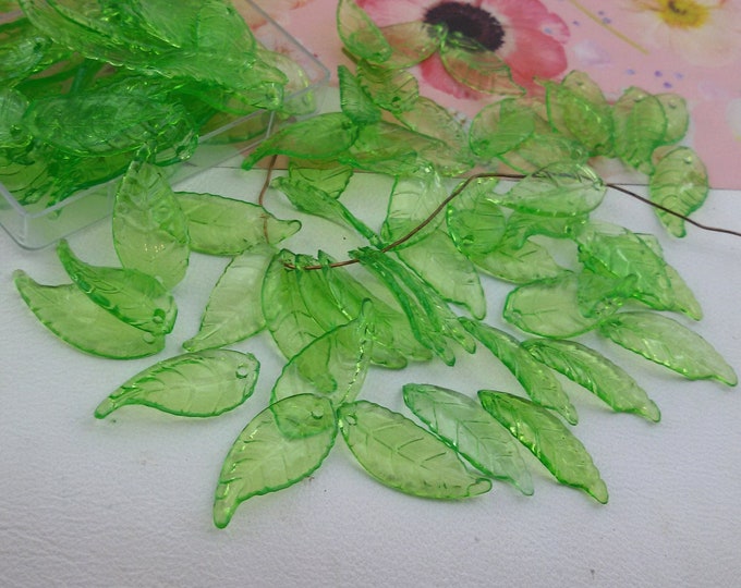 Green Acrylic Leaves,leaves Spacers Beads,green Color Leaf Beads ...