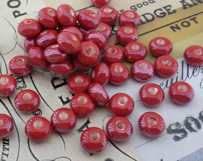 Red Pottery Beads,red Ceramic Beads,red Pottery Wheel Porcelain Beads ...