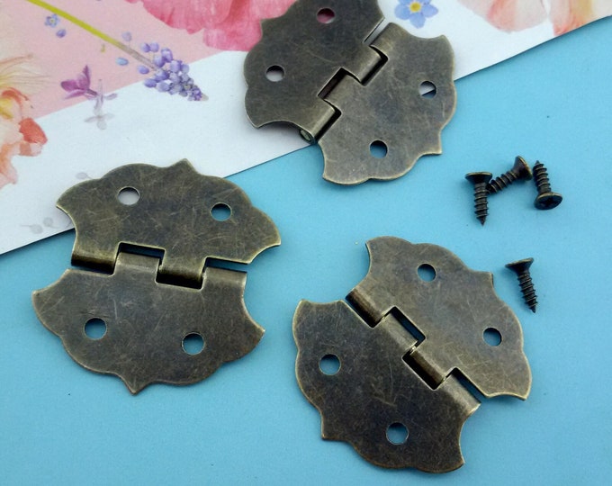 Small Metal Hinges,patina Metal Decorative Hinges,medieval Hinges,mini ...