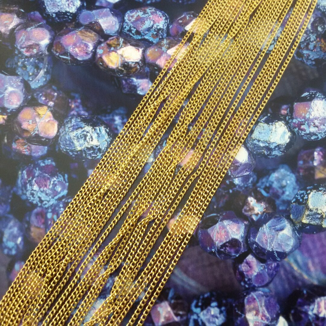 Gold Colour Jewelry Chain,thin Cable Chain 1.3 Mm,small Links Gold Tone ...