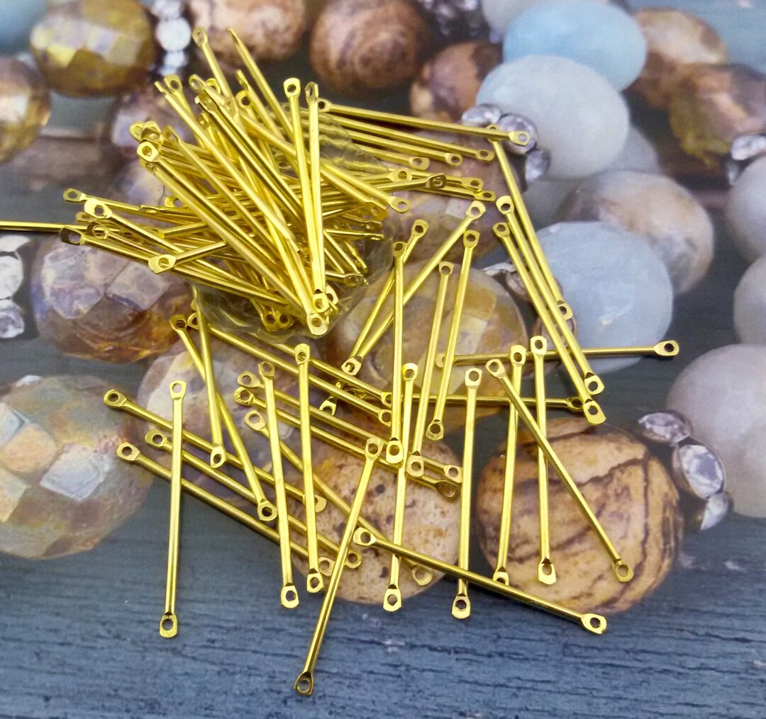 Gold Bar Connector,earrings Connectors,gold Tone Rod Connector,30 Mm ...