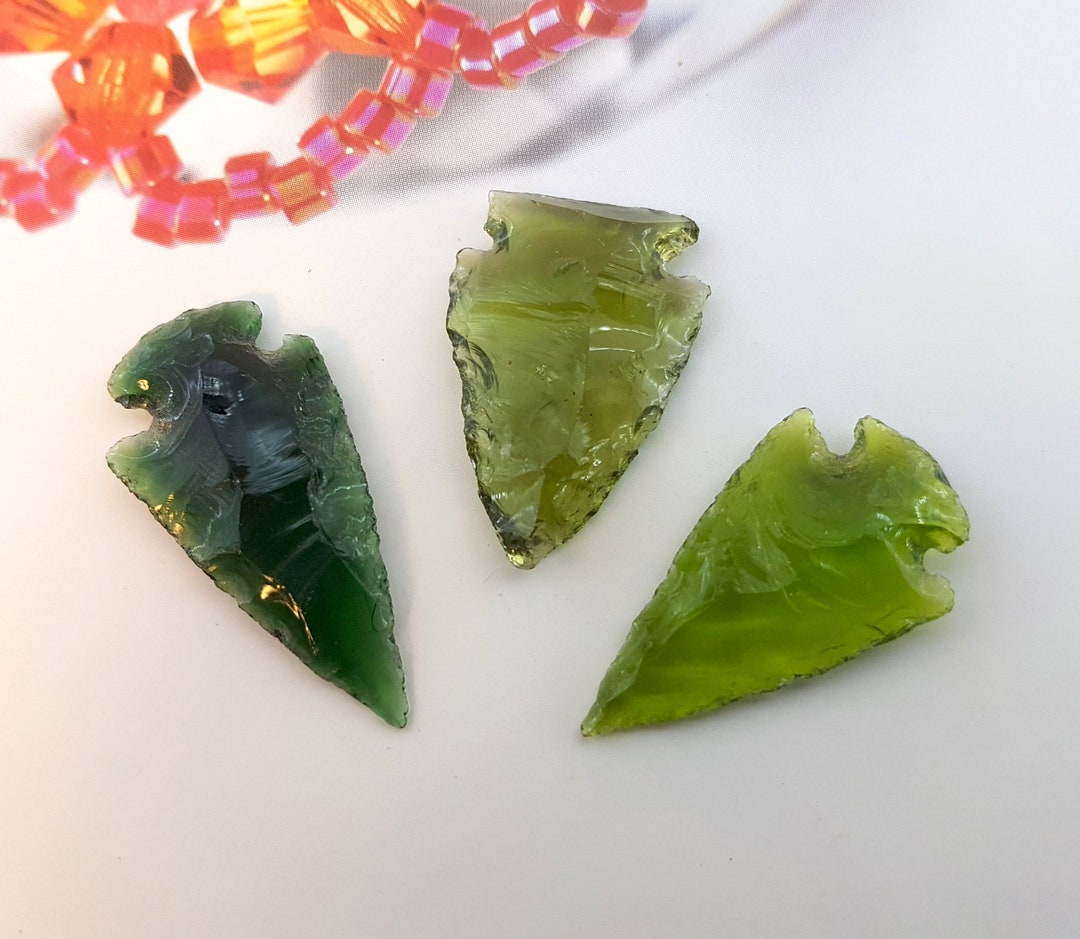 Green Crystal Arrowhead,transparent Raw Quartz Arrowhead,green Clear ...