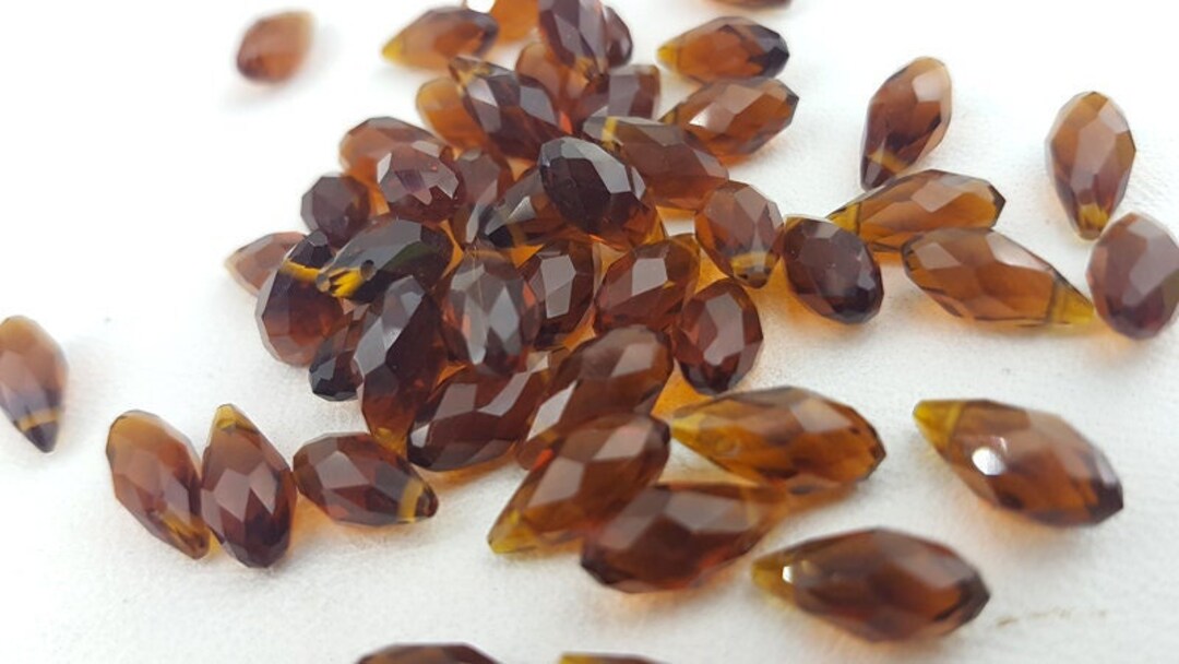Drops Faceted Crystal Beads,orange Briolette Glass Teardrop Beads,dark ...
