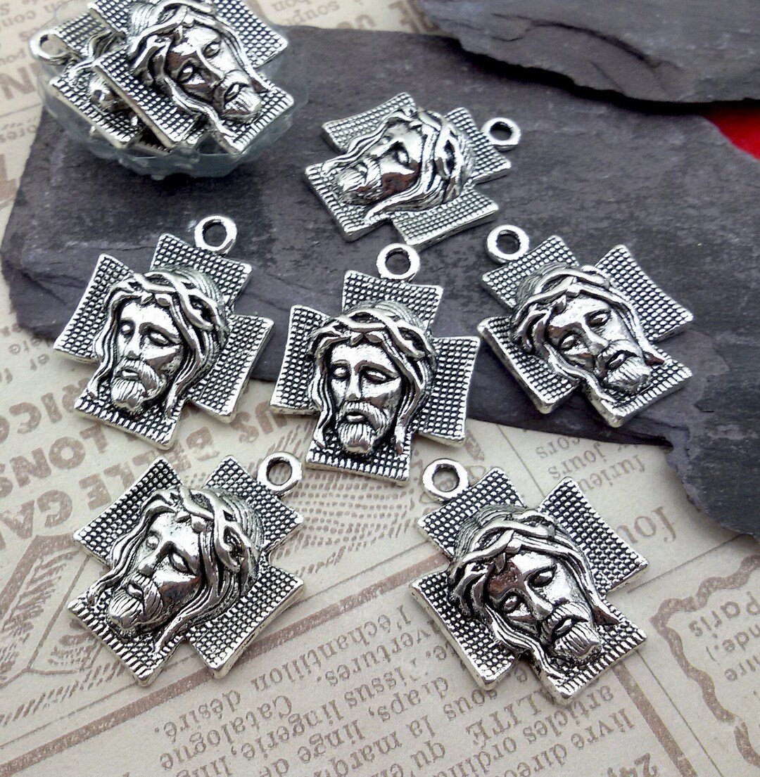 Jesus Charm,religious Silver Charm,jesus Silver Charm,silver Jesus Head ...