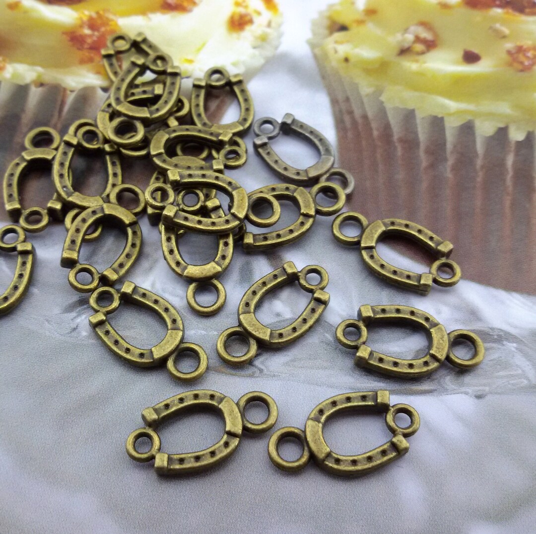 Lucky Horseshoe Connector Antiqued Bronze Tone,small Horseshoe Connector,lucky Connector for ...