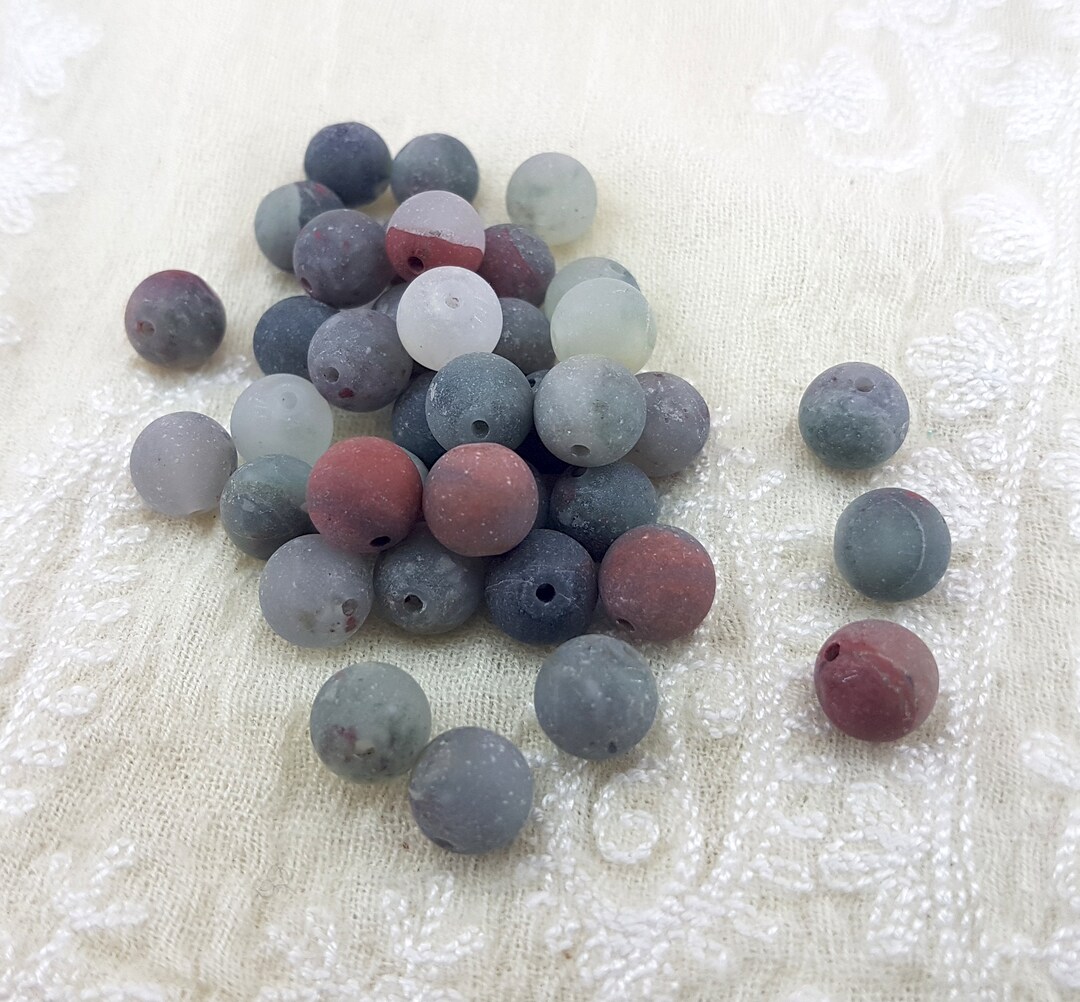 Blood Stone Matte Beads,round Grey Bloostone Crystal Beads,8 Mm Semi ...