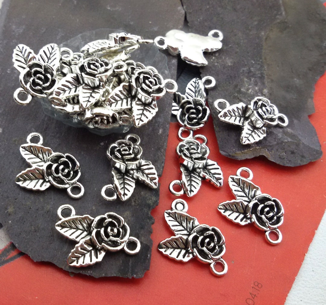 Rose Connectors Antique Silver,vintage Jewelry Embelishment,metal ...