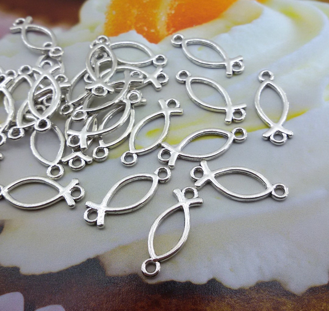 Religious Symbol Fish Connectors,silver Tone Fish Link for Jewelry,fish ...