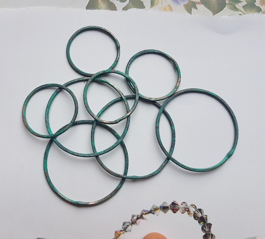 Copper Soldered Rings,verdigris Patina Round Copper Link Connectors ...