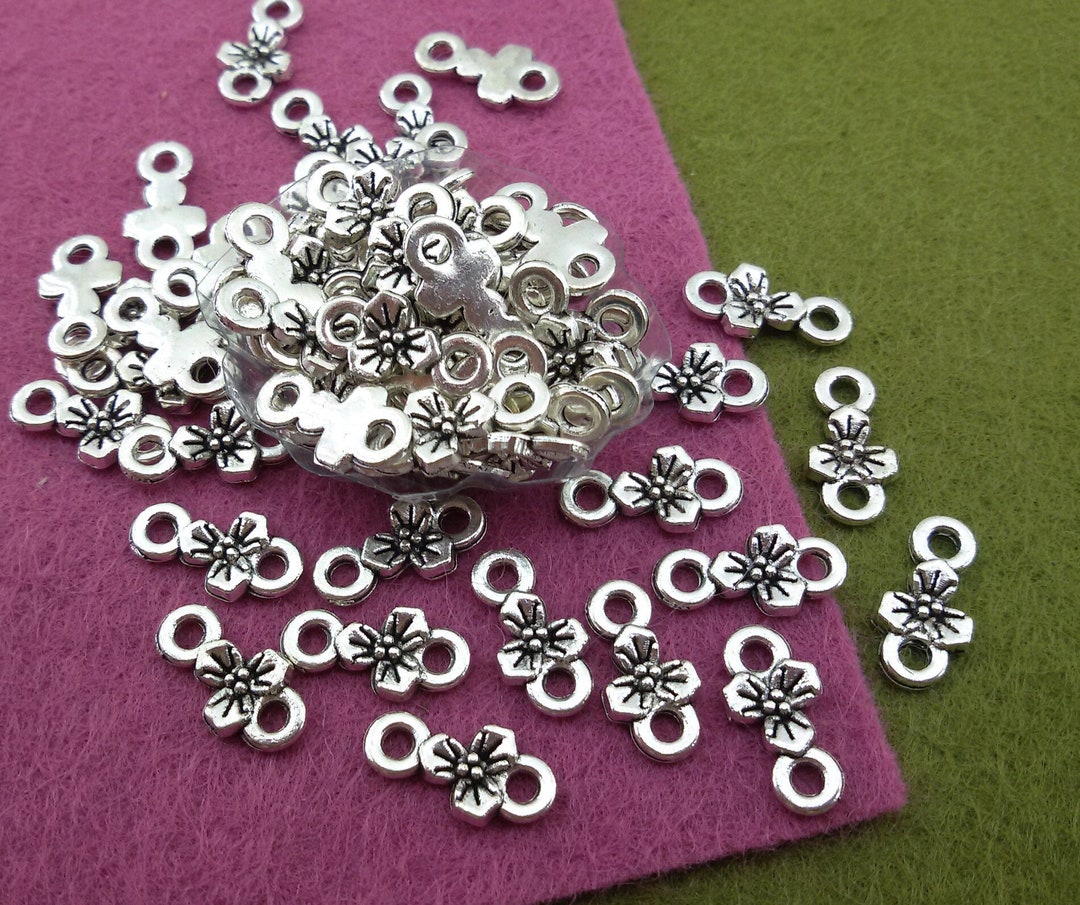 Small Silver Connector,floral Embelishment for Jewelry,floral Ornament ...