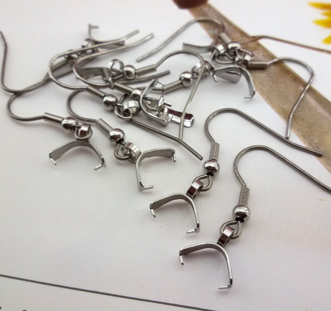 Pinch Bail Earrings Hooks,steel Ear Wire With Pinch Bail,steel Silver ...