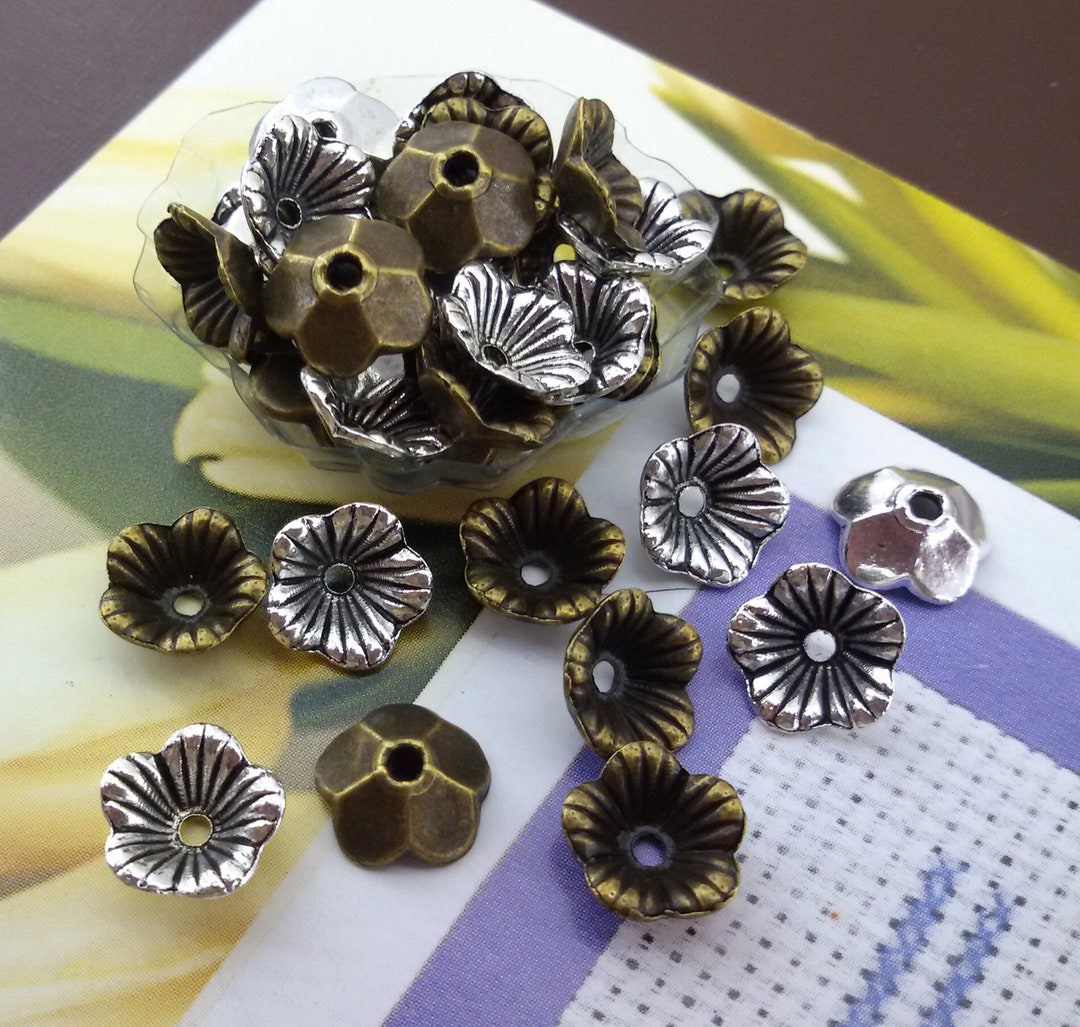 Flower Bead Cap,copper Tone Flower Metal Bead,9 Mm Floral Bead Cap ...