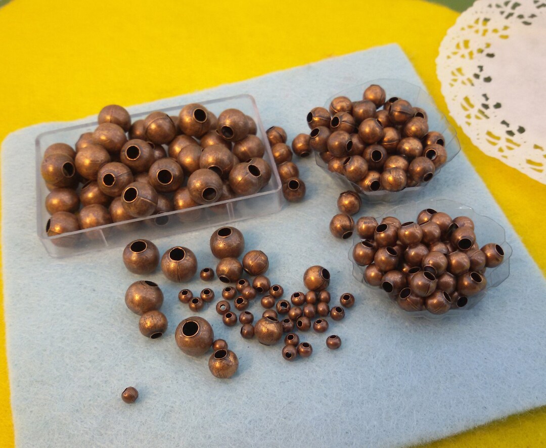 Antique Copper Round Metal Beads,copper Connector Beads,patina Copper ...