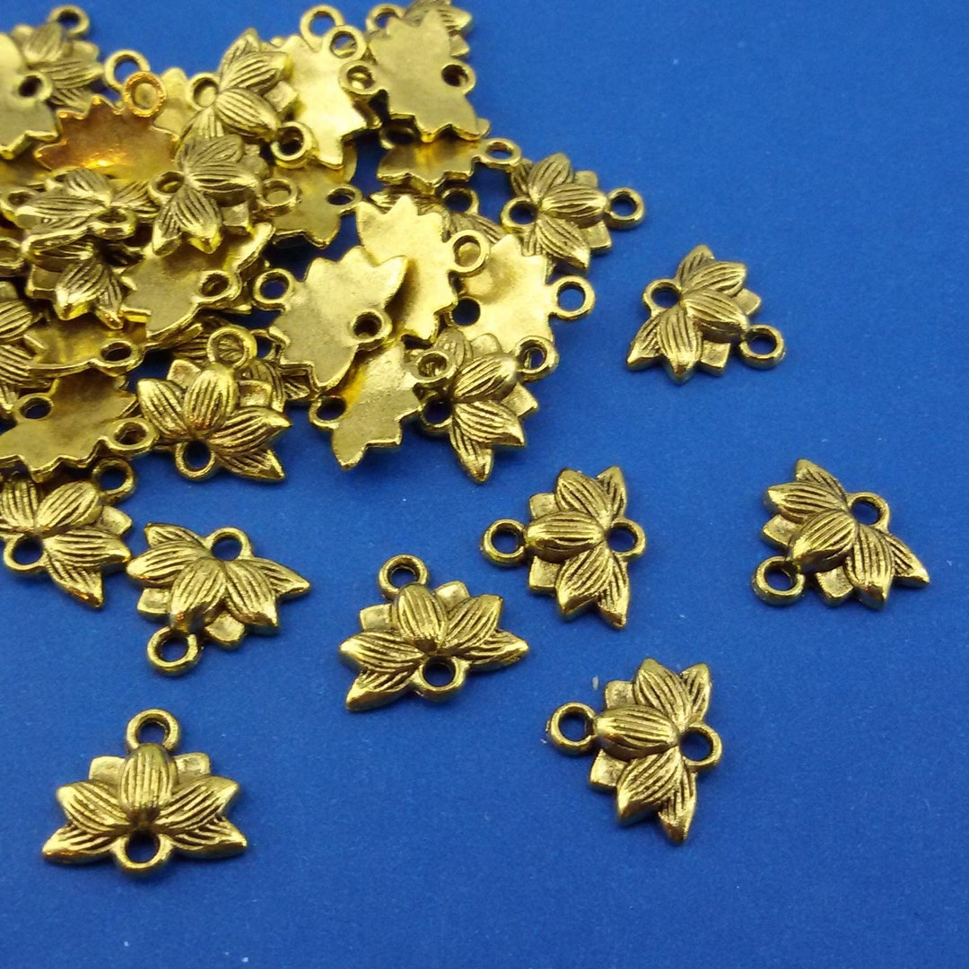 Lotus Flower Links,15 Gold Floral Connectors,bracelet Connector,gold ...