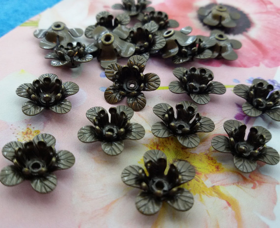 Antiqued Bronze Color Bead Caps,petal Flower Bead Caps,decorative Bead ...