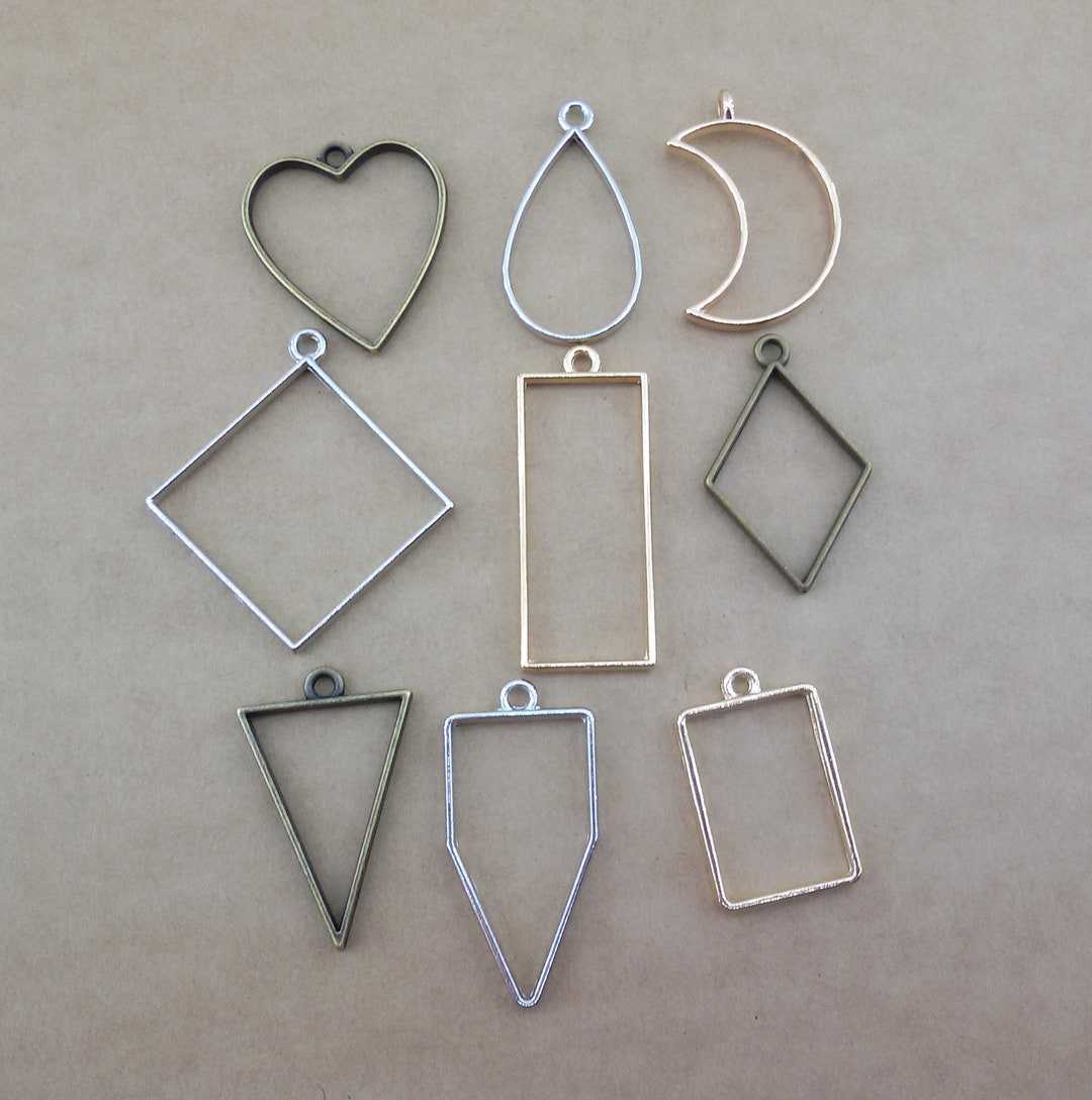 Open Frame Pendant,open Back Bezel Pendant,cabochon Mixed Shapes,3 ...