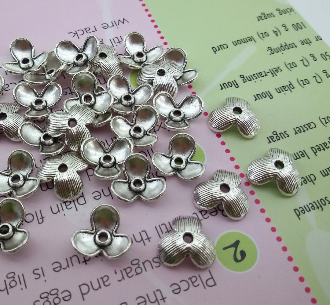 Silver Floral Bead Caps,flower Bead Caps,silver Tone Flower Bead Ends ...