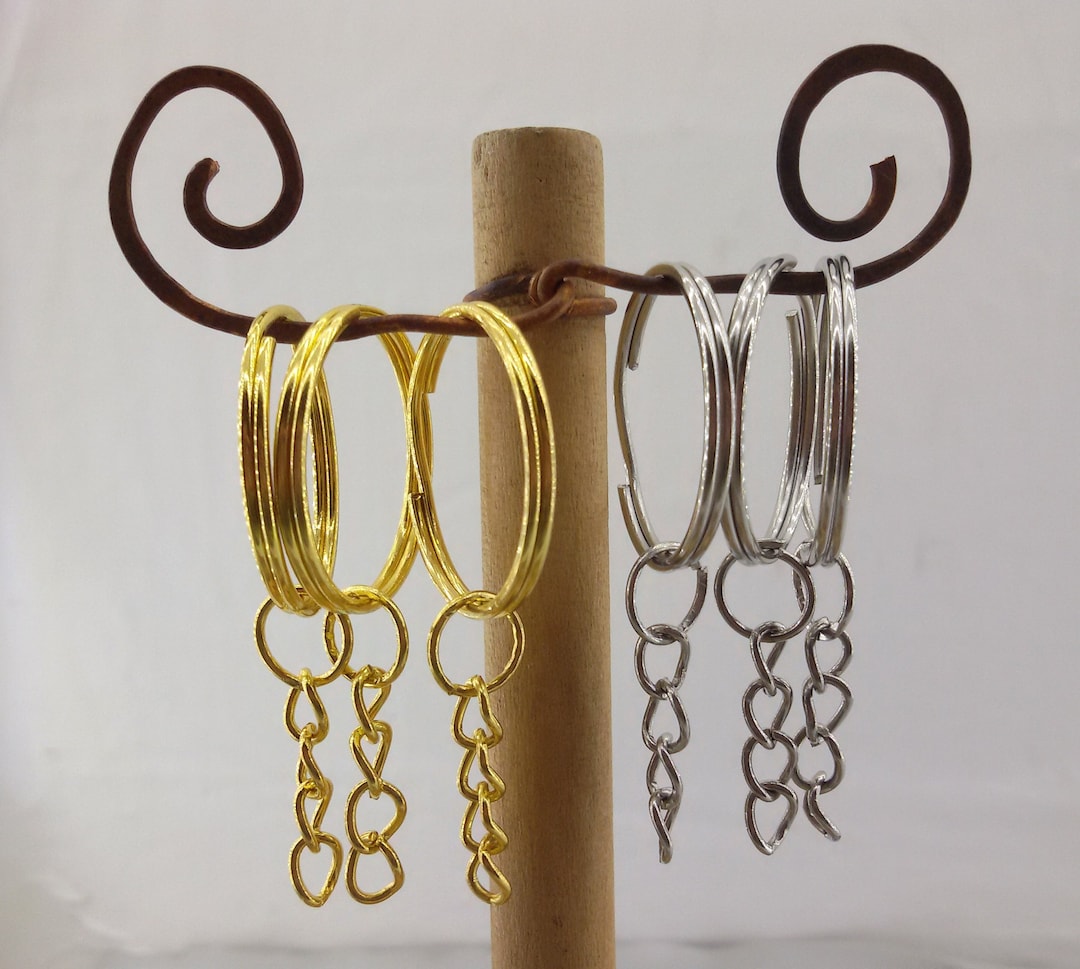 Split Ring With Chain,5 Keyrings With a Loop,keyring Split Ring ,blank ...