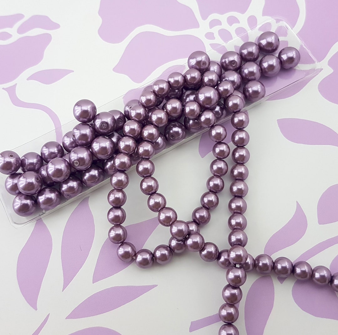 Purple Pearls Imitation Glass Beads,lavander Colour Pearl Glass Beads ...