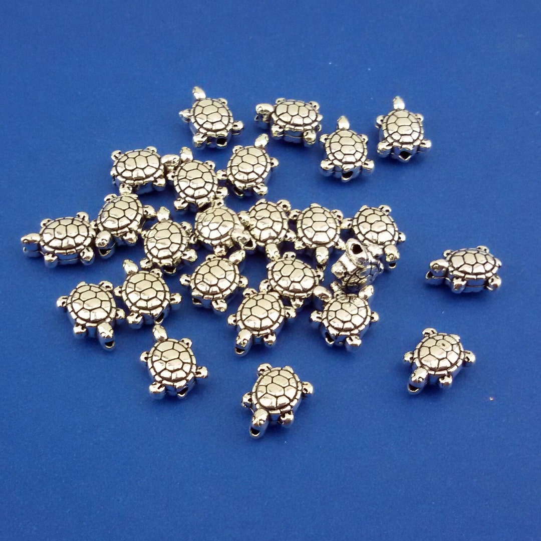 Turtle Silver Spacer Beads,silver Tone Metal Small Turtle Beads,small ...