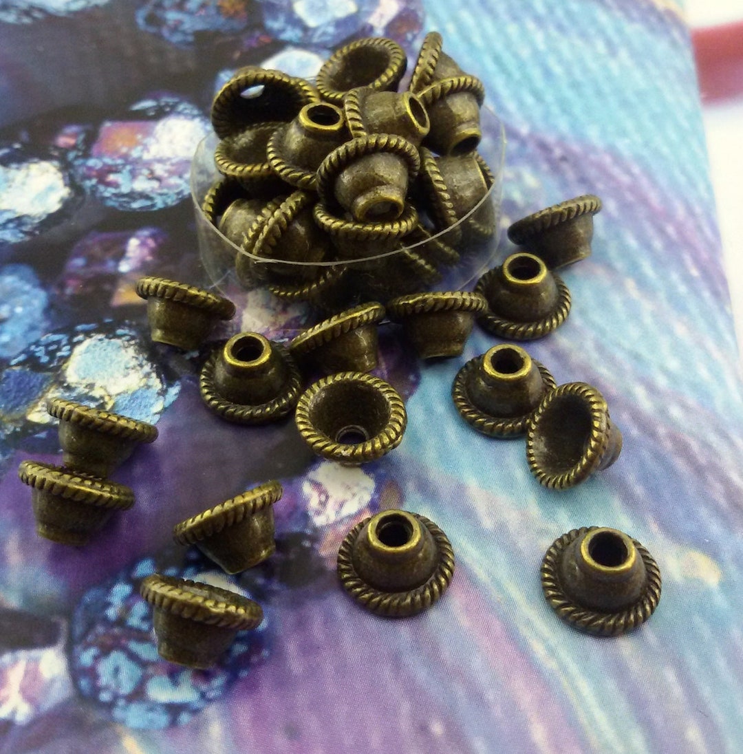 Cone End Bead Caps,antiqued Bronze Color Bead Caps,6 Antiqued Bead Caps ...