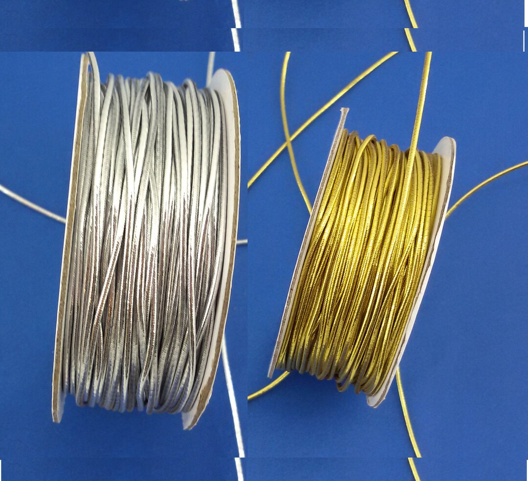 Elastic Metallic Lurex Cord,round Thin Elastic Silver Cord 1.2 Mm ...