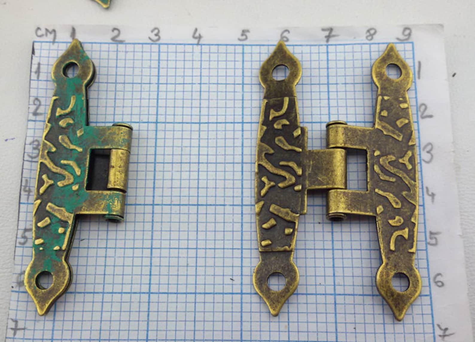 Vintage Metal Hinges,2 Decorative Hinges,verdigris Medieval Hinges,big ...