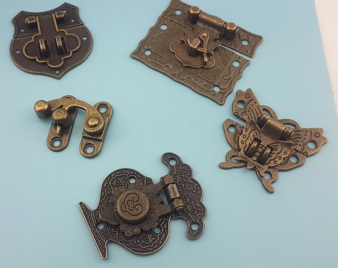 2 Antique Vintage Style Solid Brass Box Trunk Chest Door Handles 4 1/4 ...