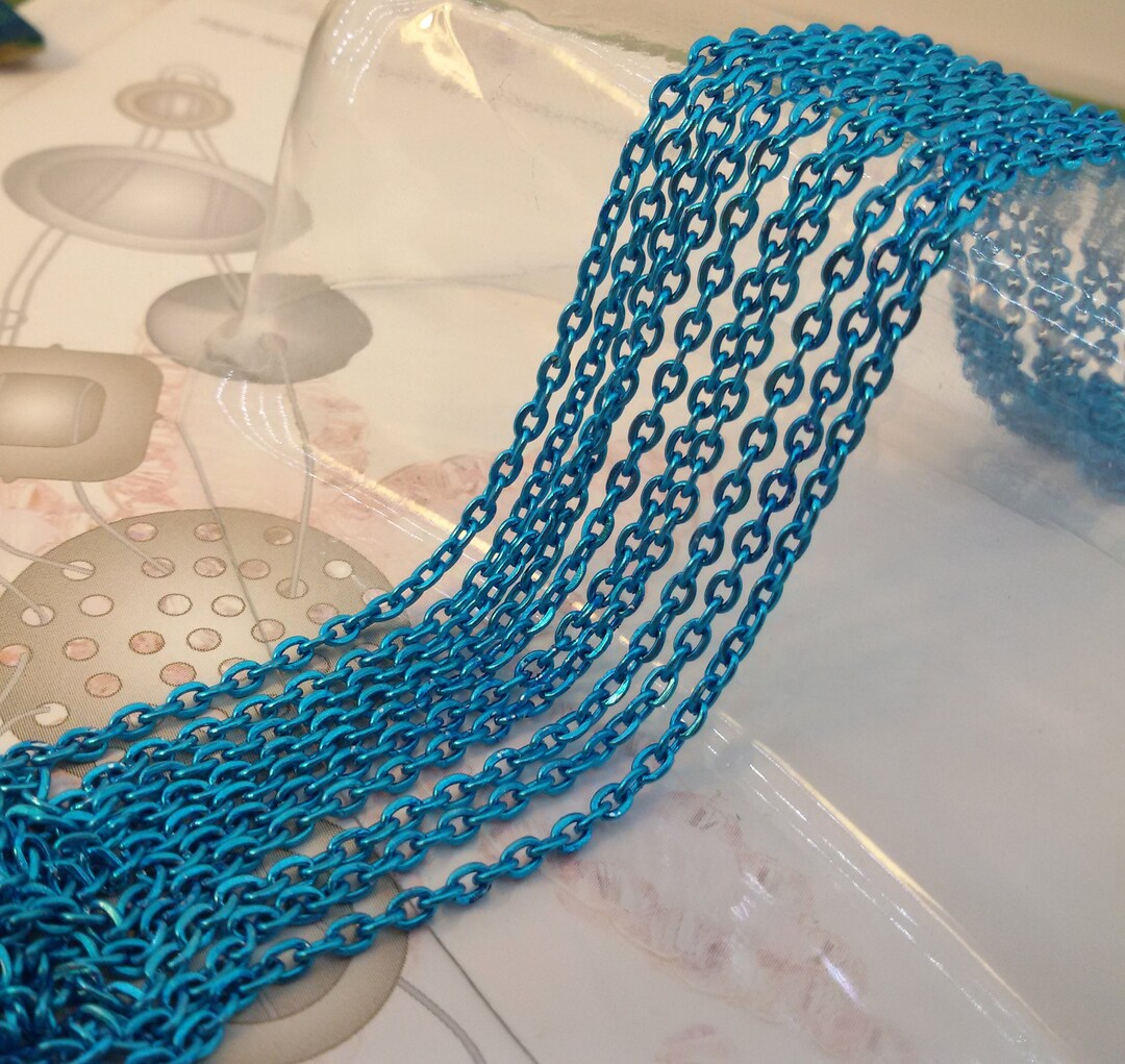 Blue Colour Jewelry Chain,colorful Metal Necklace Chain,3 Mm,blue ...